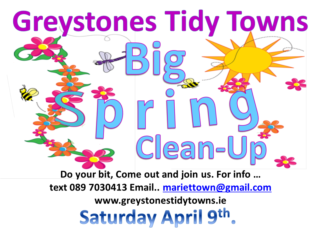 Big Spring Clean-Up Sat. 9th April - Greystones Tidy Towns